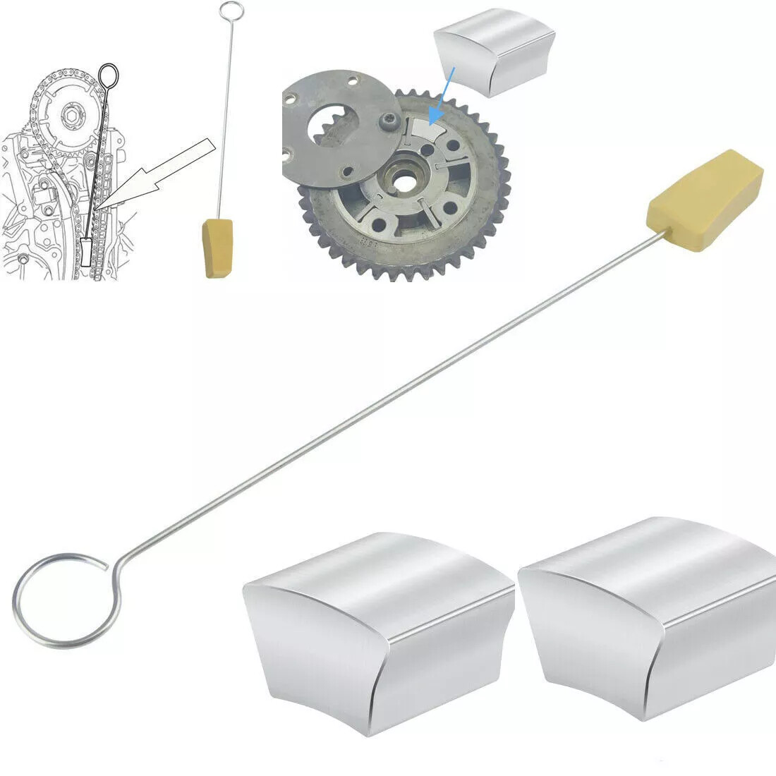 2pc Cam Phaser Lock Out Kit & Timing Chain Locking Wedge Tool for Ford ...