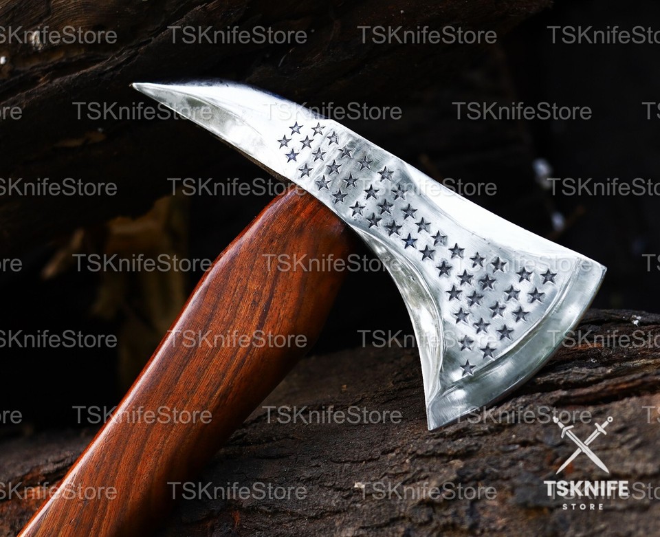 Custom Handmade Battle Ready Camping Axe - Rose Wood Handle With ...