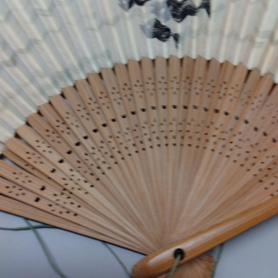 Folding Sensu Fan clear stream small fish design | eBay UK