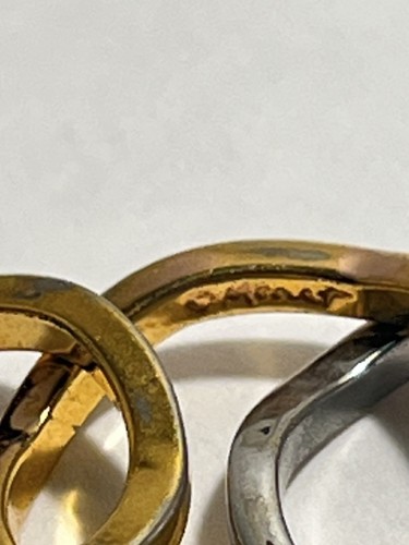 VINTAGE GOLD PLATED WAVY 3 set WOMEN UNISEX RING SIZE 9.75 SIGNED MONET ...