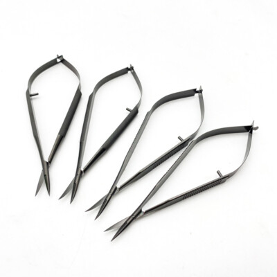 Ophthalmic Scissors Titanium with Black Flat Handle Eye microsurgical ...
