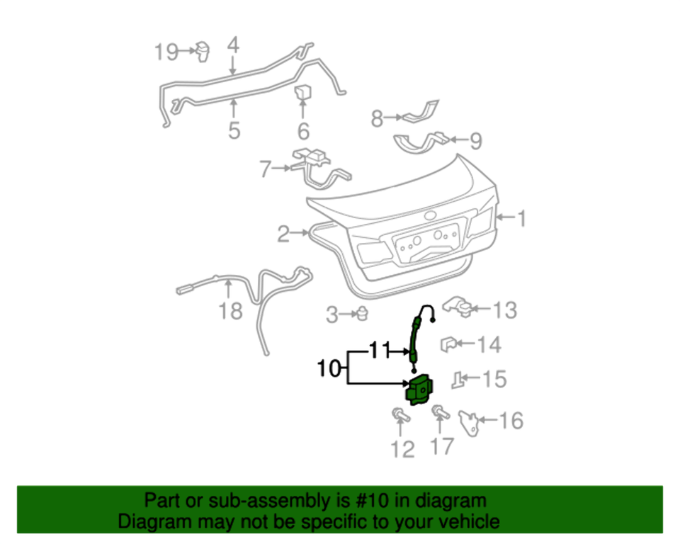 FACTORY LEXUS 07 08 09 10 11 12 ES350 TRUNK DOOR LATCH LOCK 6460033140 ...