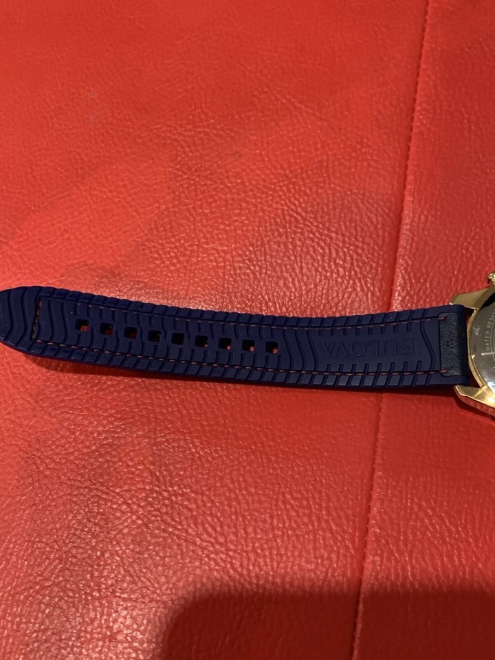 Bulova Marine Star Quartz Chronograph Blue Dial Rubber Strap Men's ...