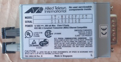 Transceptor De Fibra Óptica Allied Telesyn Mx40f/St Centrecom 10base-Fl ...