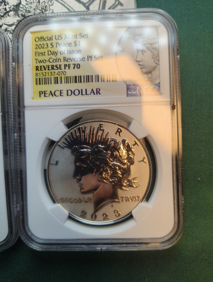 2023 S Reverse Proof Morgan & Peace Dollar FDOINGC PF70 Brown ED116-17 ...