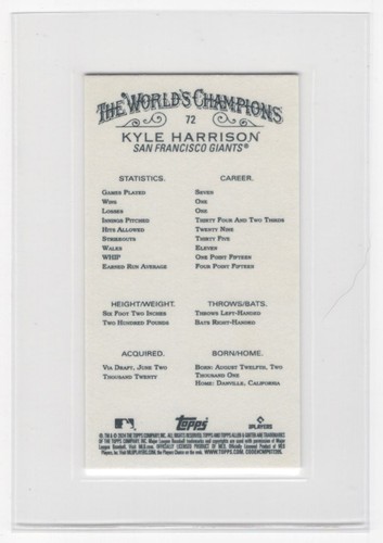 #72 Kyle Harrison 2024 Topps Allen & Ginter Mini RC San Francisco ...