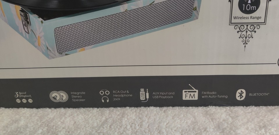 Danfi Audio Built In Speakers 3 Speeds Bluetooth Turntable, FM Radio ...