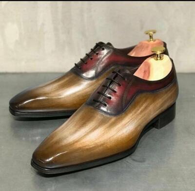 Handmade Men Spectator Fashion Boots Oxford Leather Dress Lace Up Shoes ...