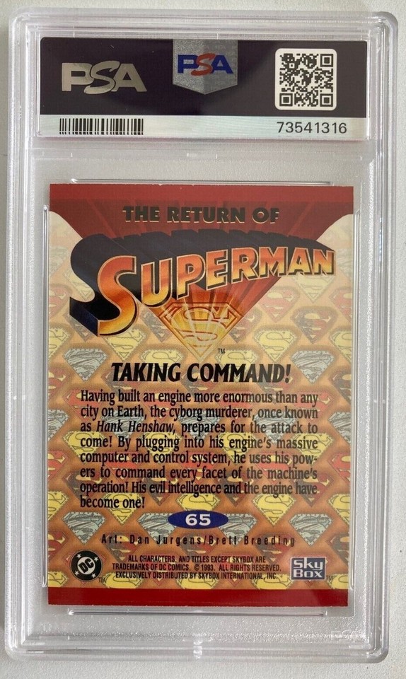 1993 Skybox The Return of Superman Taking Command Card #65 PSA Graded ...