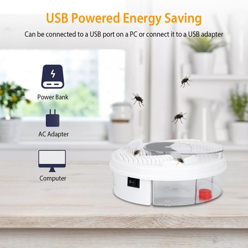 1x USB Electric Fly Trap Automatic Fly Catcher Rotating Fly Pest ...