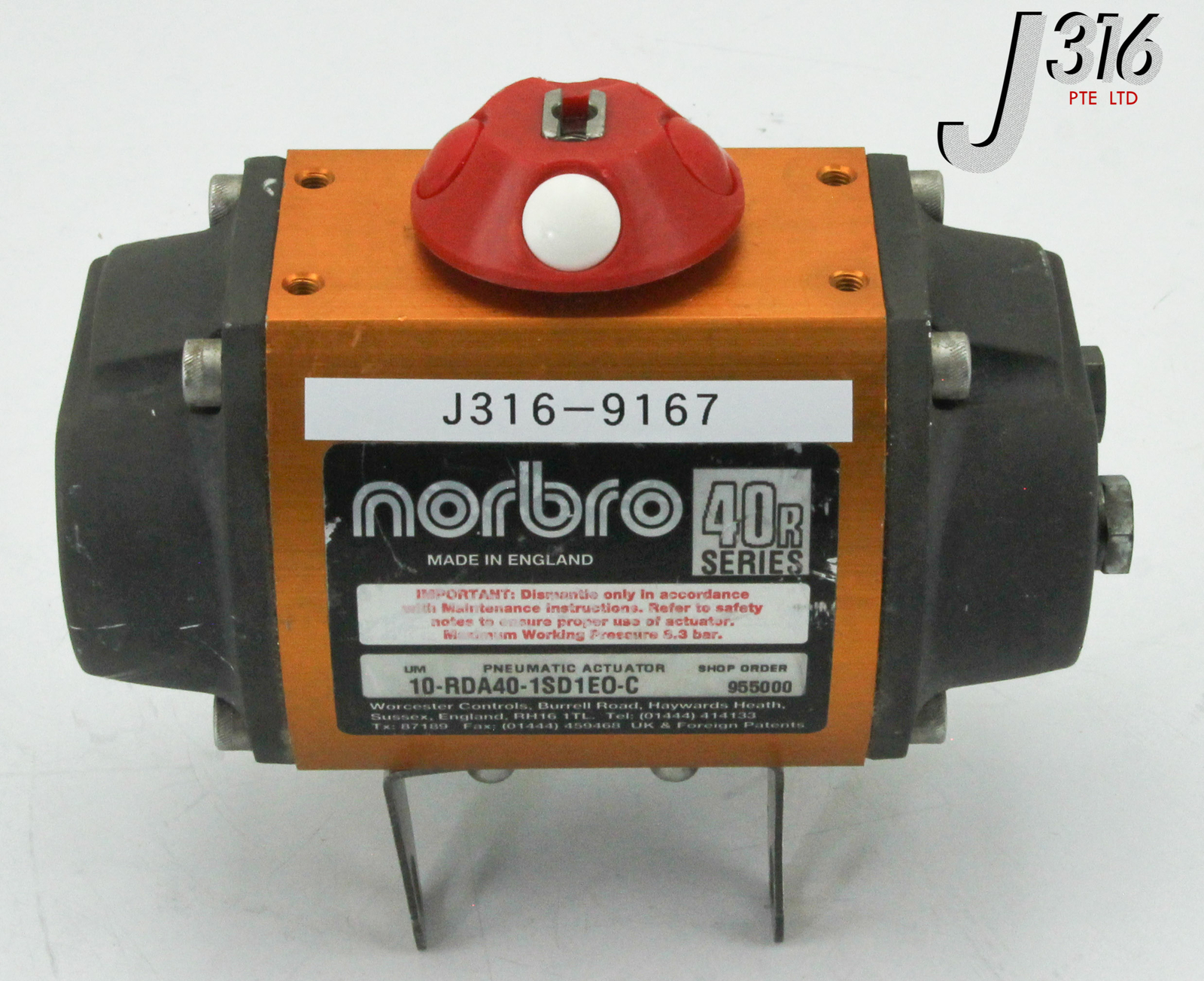 9167 NORBRO 40R PNEUMATIC VALVE ACTUATOR, 10-RDA40-1SD1EO-C 10-RDA40 ...