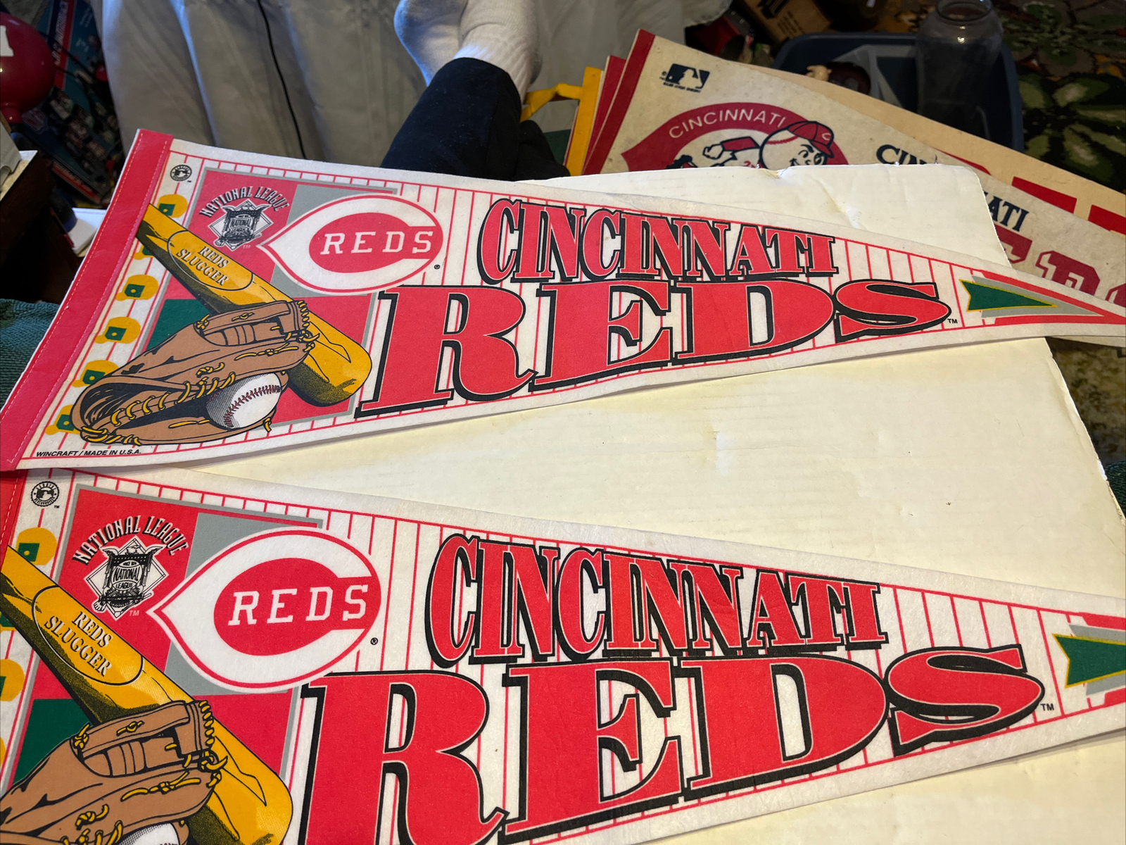 Vintage Lot Of 2 Cincinnati Reds MLB Baseball Full Size Pennant Flag | eBay