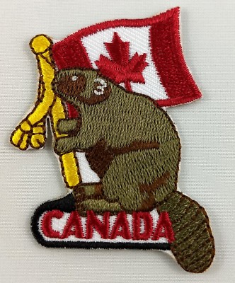Beaver with Canada Canadian Flag Patch Badge Embroidered Iron On ...