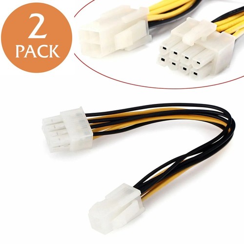 2x 8 Pin EPS Female to P4 ATX 4 Pin Male PSU Cable Power Supply Adapter ...