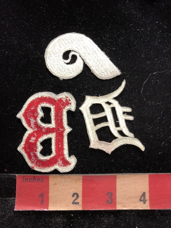 Vtg BASEBALL 3 Patch Lot (Detroit Has Stain) BOSTON PHILLY DETROIT 83V7 ...