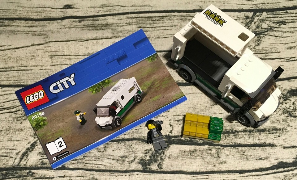LEGO City 60198 Mini Figure Armoured Bank Truck Gold Cash Pallet Robber ...
