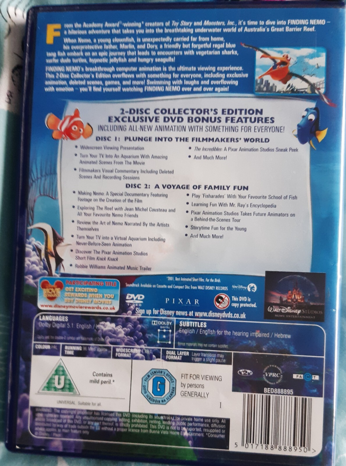 Finding Nemo (DVD, 2004) - 2 Disc - Collectors Edition 5017188888950 ...