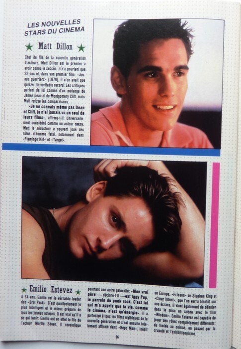 RALPH MACCHIO_ROB LOWE_MATT DILLON_EMILIO ESTEVEZ: 3 PAGES 1986 French ...