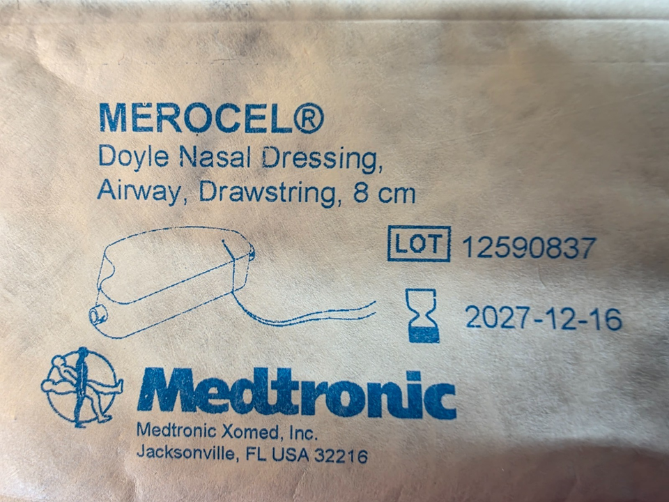 Merocel Doyle Nasal Dressing W Airway & Drawstring 8cm Exp 12/27 x1 ...