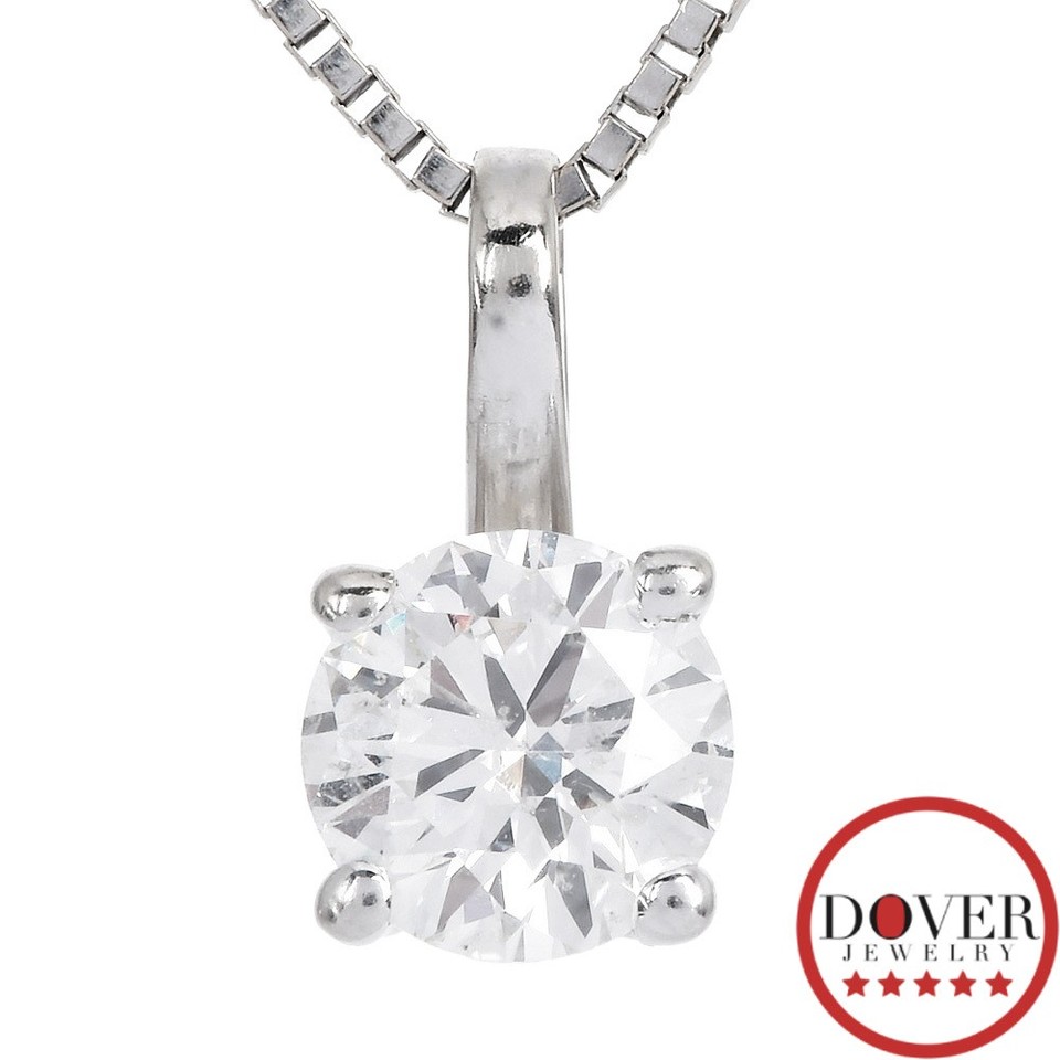 Italian Karizia 0.45ct Diamond 14K Gold Solitaire Pendant Necklace 2.0 ...