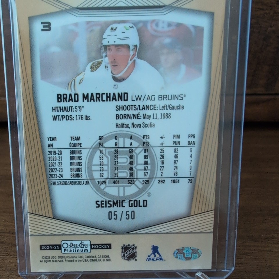 Brad Marchand 24-25 O-Pee-Chee Platinum Seismic Gold 5/50 | eBay