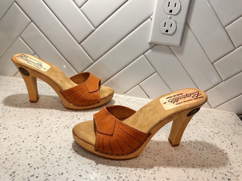 Vintage 1980’s Rapallo Candies Sandals Natural Tan High Heels Slides ...