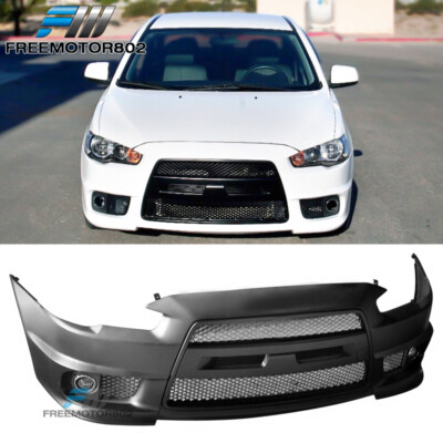 Fits 08-15 Lancer EVO Style Front Bumper Conversion Cover + Grille ...
