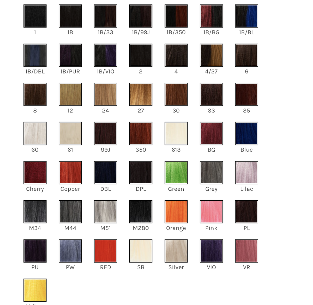 Xpression Hair Color Chart Hair Extensions HairBargains