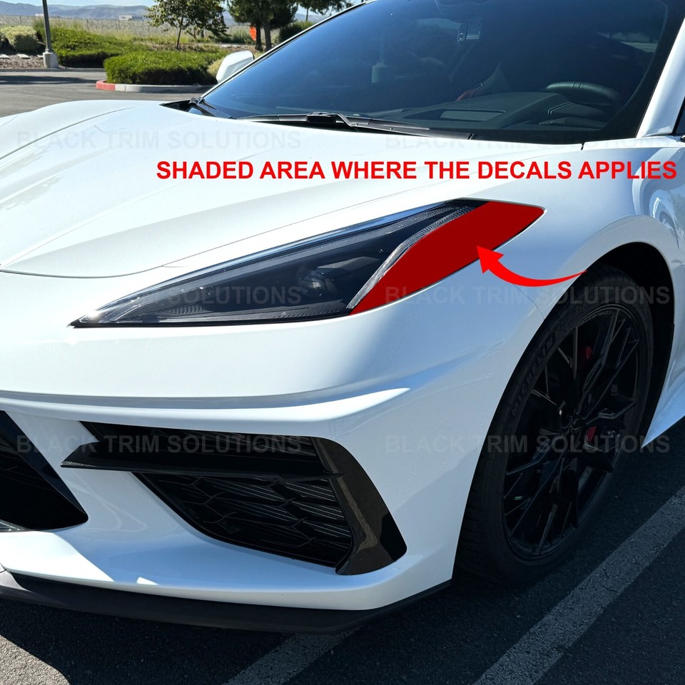 For 2020-2024 Chevy Corvette C8 Black Side Marker Delete Headlight ...