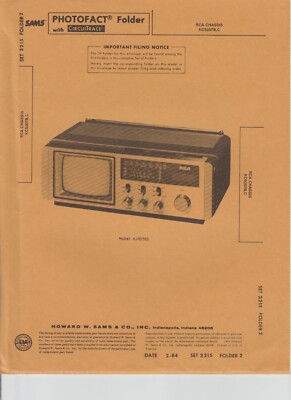 RCA KCS207B, KCS207C AM/FM Clock B&W TV Photofact Folder, SAMS Service ...