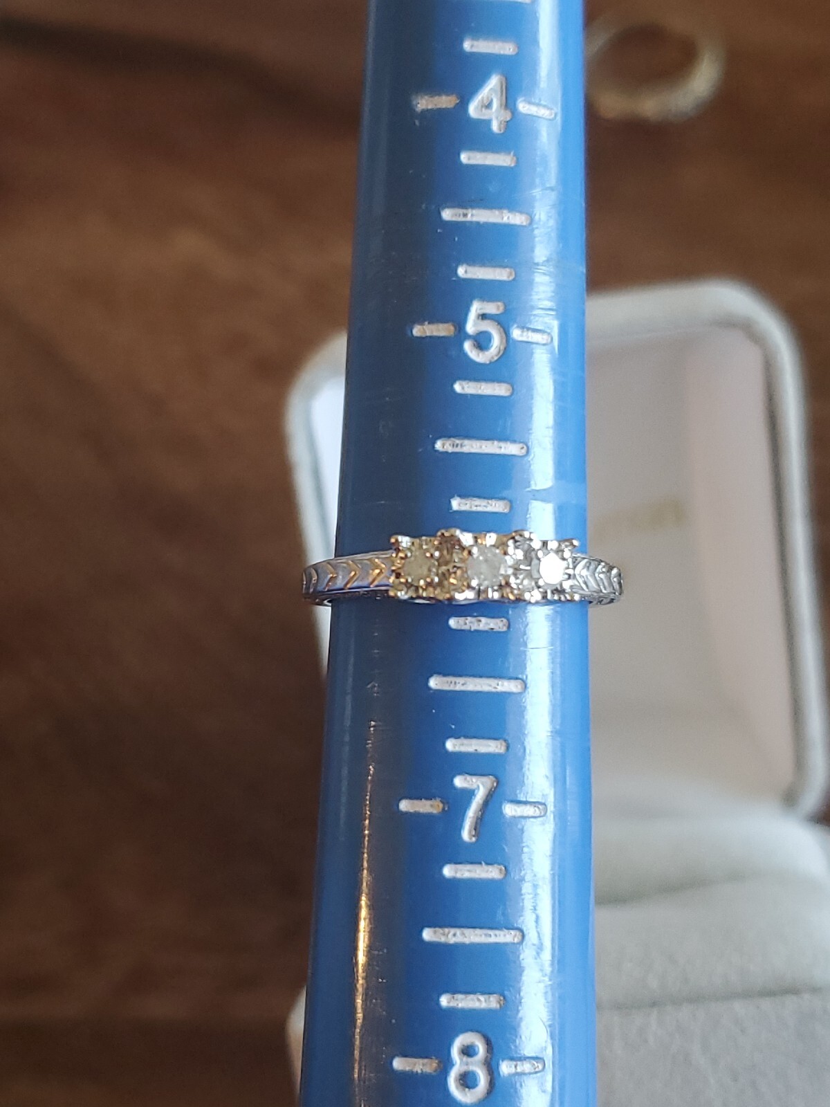 .25tw Diamond 10k Gold Present Past Future Round Cut Engagement Ring Sz ...