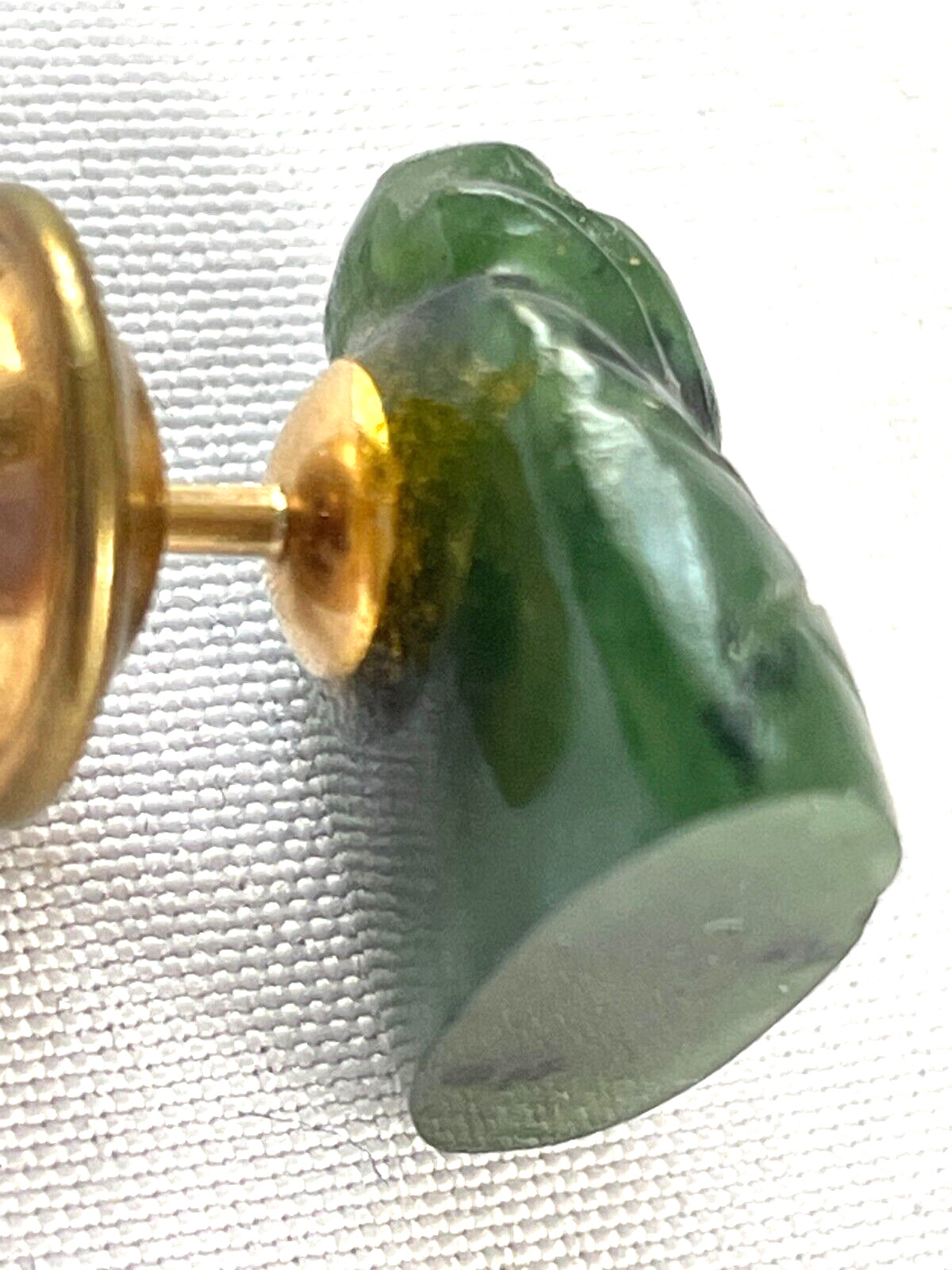 VINTAGE 1970'S 14K GOLD CHINESE JADE BUDDHA LAPEL PIN… - Gem