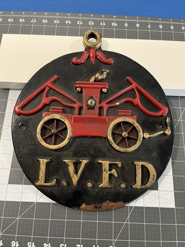 VTG F.I. Co CAST IRON Fire Department Insurance Sign Plaque Replica L.V ...