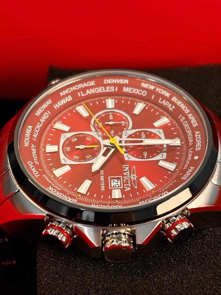 Invicta 50500 Aviator Men’s Chronograph Watch Red Dial NEW | eBay