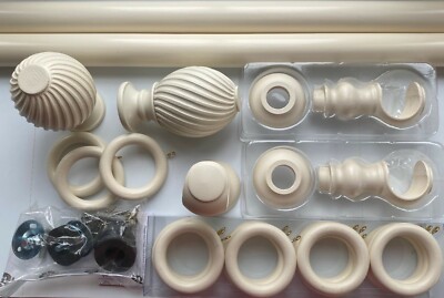 Harrison Drape 35mm Wooden Curtain Pole Set, Etched Spiral Finial ...