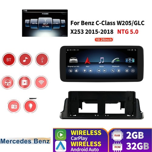 10.25" Android 13 Screen GPS Multimedia For Mercedes Benz C W205 NTG5.0 ...