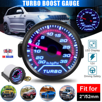52mm/2" Car Turbo Boost Pressure Pointer Gauge Meter Smoked Dials 30Psi ...