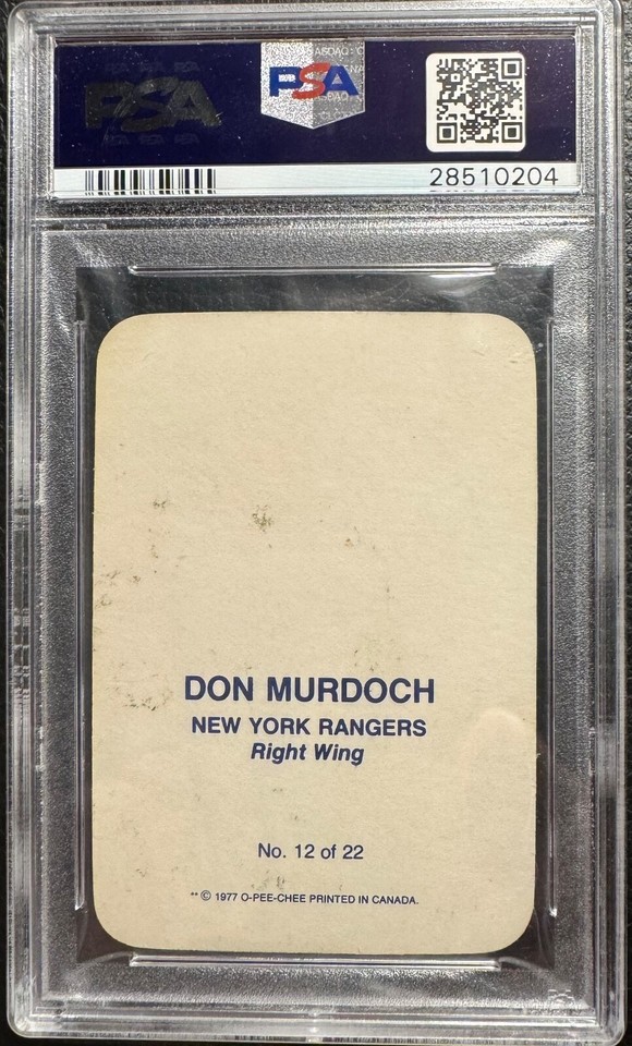 1977 O~PEE~CHEE Hockey #12 Don Murdoch Glossy, New York Rangers, Round ...