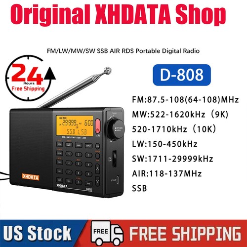 SIHUADON D808 Shortwave Receiver FM/SW/MW/LW/SSB RDS Digital Portable ...