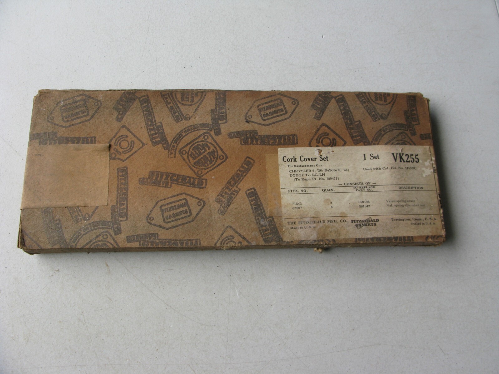 Vintage Fitzgerald VK255 Cork Valve Cover Gasket Set fits Chrysler ...