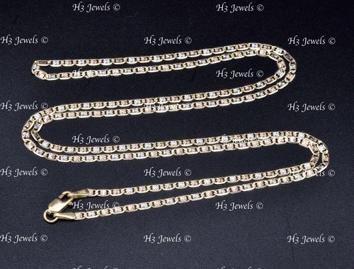 2.50 gram 14k 3 tone gold diamond cut Valentino chain necklace 20 ...