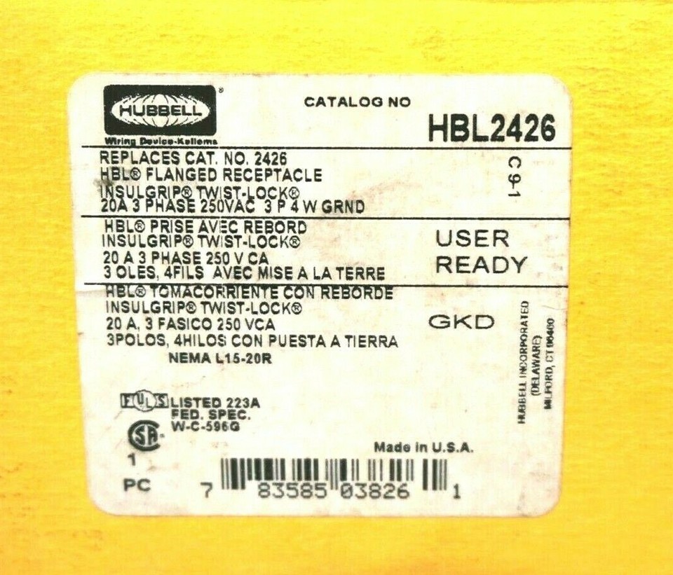 2 NEW HUBBELL HBL2426 TWIST LOCK RECEPTACLES | eBay