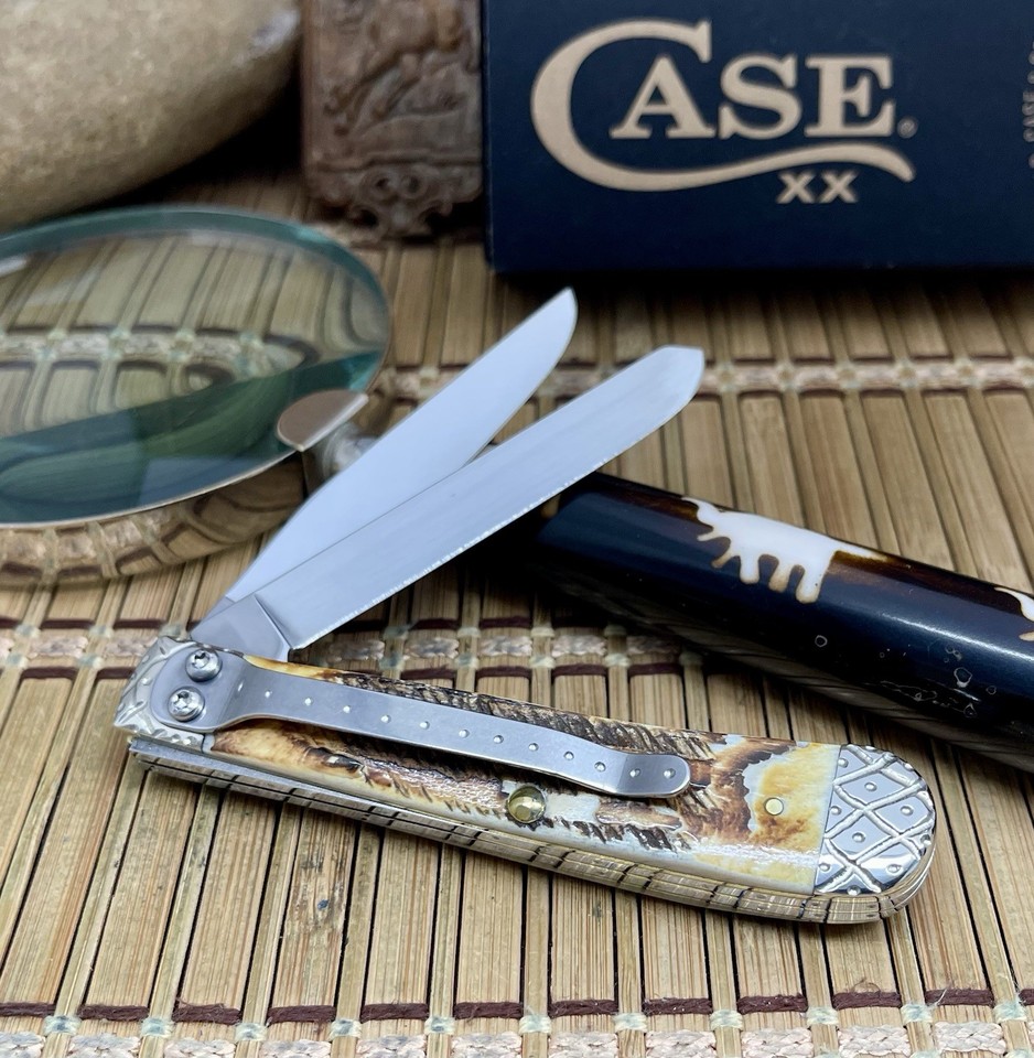Case XX USA Beautiful Custom 6.5 Bone Stag AAA+++ Trapper Knife w/Clip ...