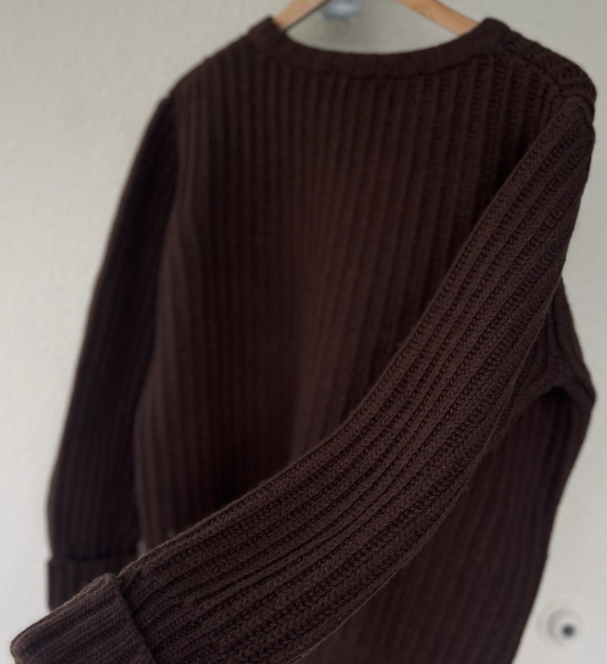 Far Afield Men's Lambswool Chunky Cable Knit Sweater Brown Size 4 XL ...