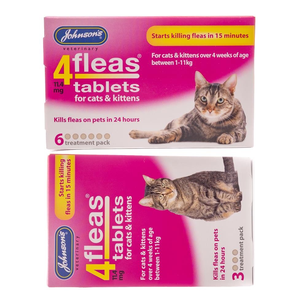 Johnsons Vet 4Fleas Tablets Flea Killer Treatment for Cats & Kittens ...