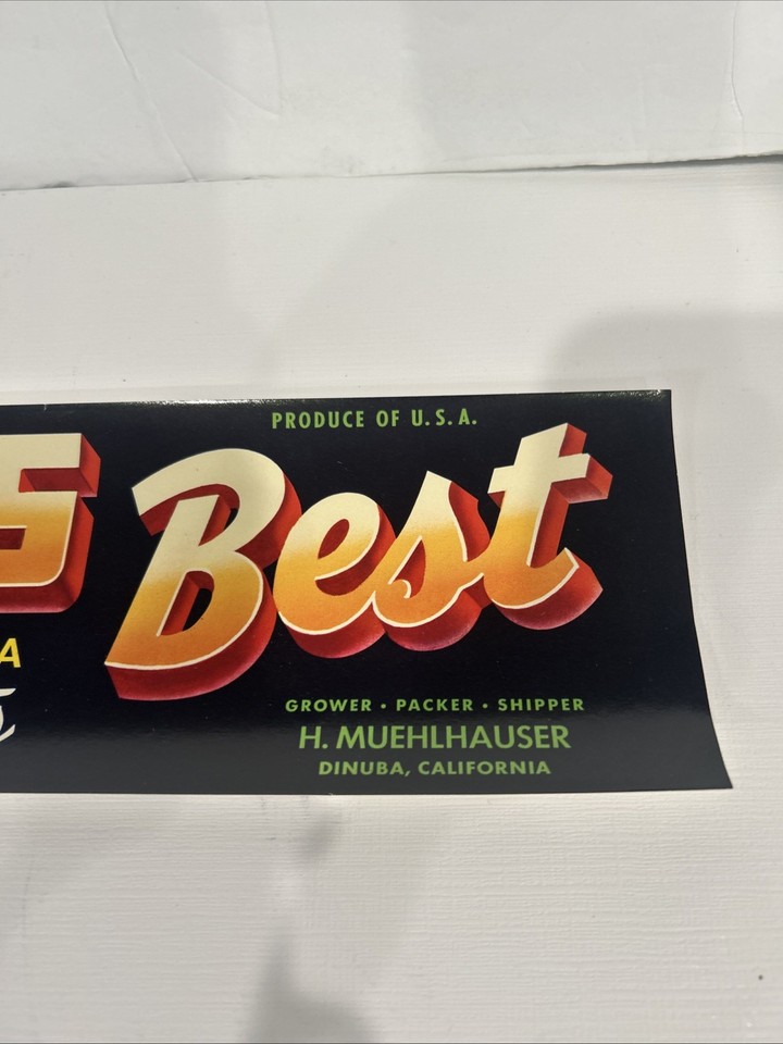 Slim’s Best Choice California Fruit Produce Crate Label Dinuba Central ...