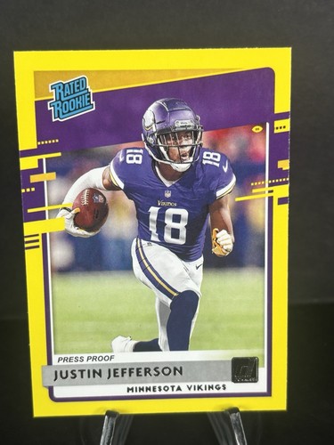 Justin Jefferson 2020 Donruss Yellow Press Proof Rated Rookie RC 313 ...