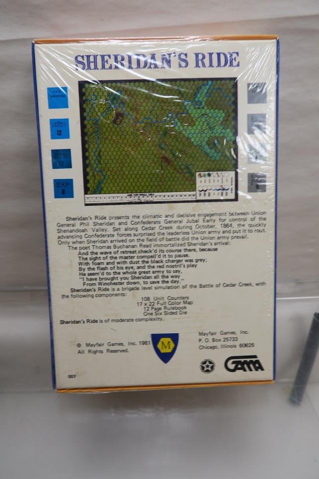Mayfair Games Sheridan's Ride Battle of the Shenandoah - Sealed Box ...