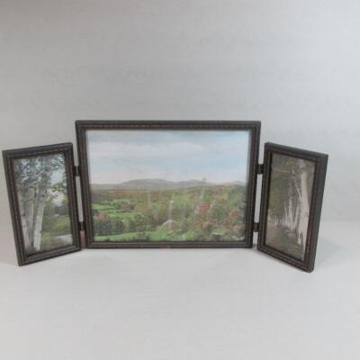 Antique 1920's Wooden Triple Three Fold, Triptych, Frame, Country White ...
