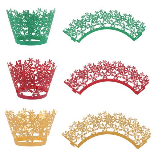 36 Pcs Paper Cake Border Christmas Cupcake Wrappers Holiday | eBay